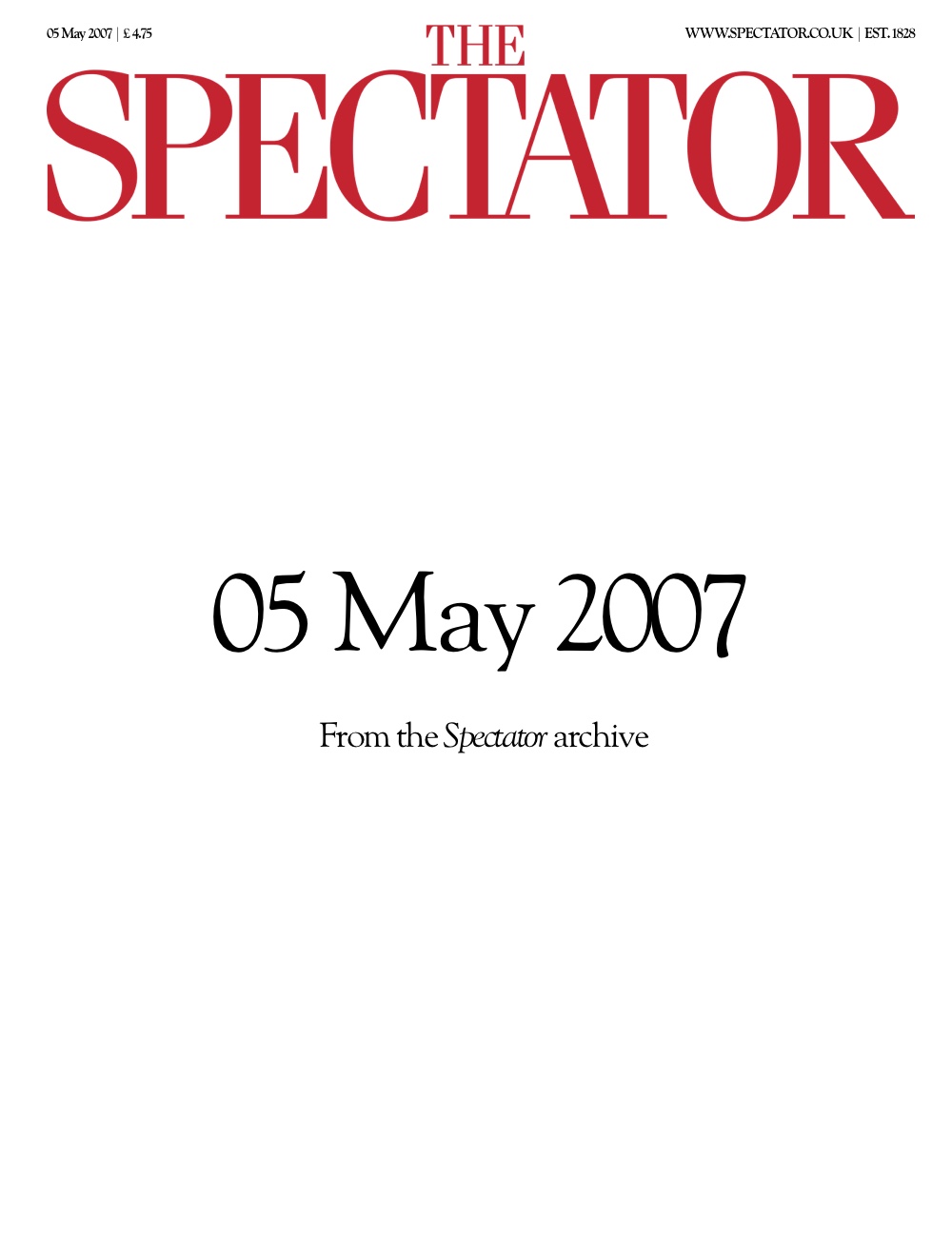05 May 2007 | The Spectator