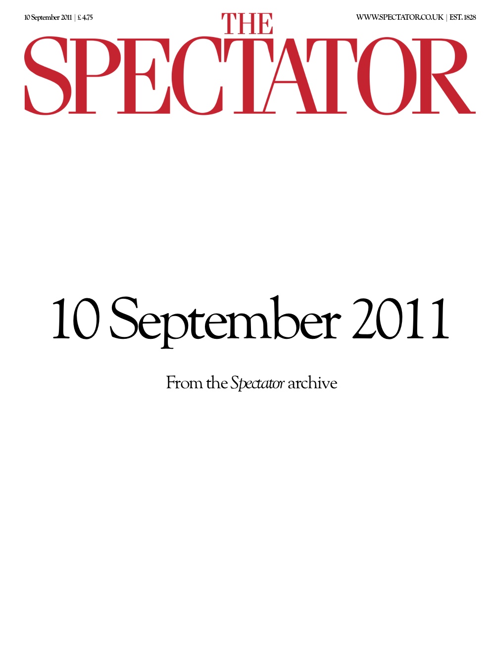 10 September 2011 | The Spectator