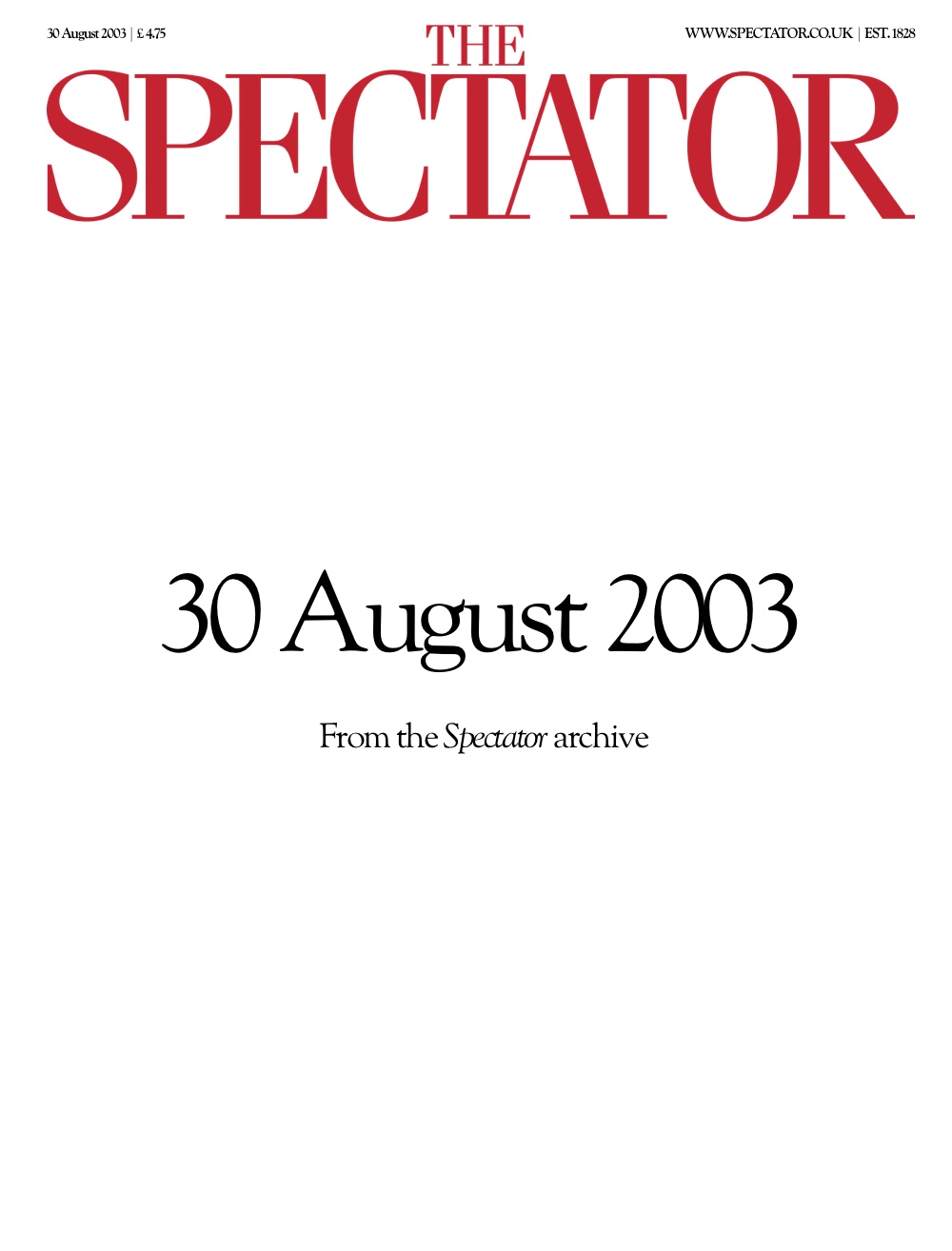 30 August 2003 | The Spectator